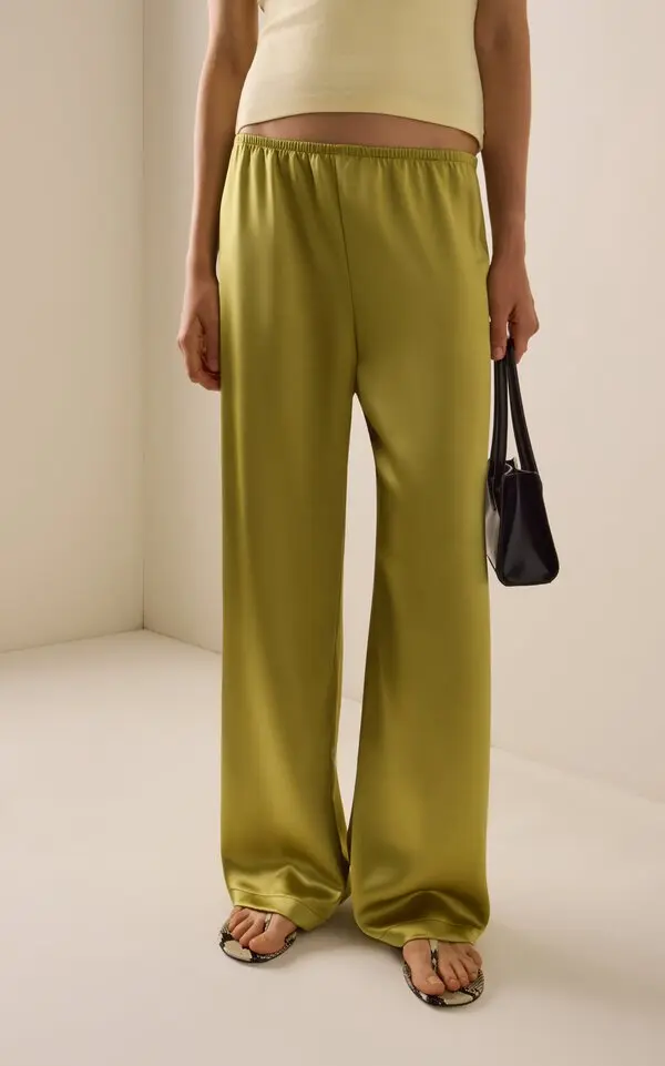 LESET Barb Satin Wide-leg Pants