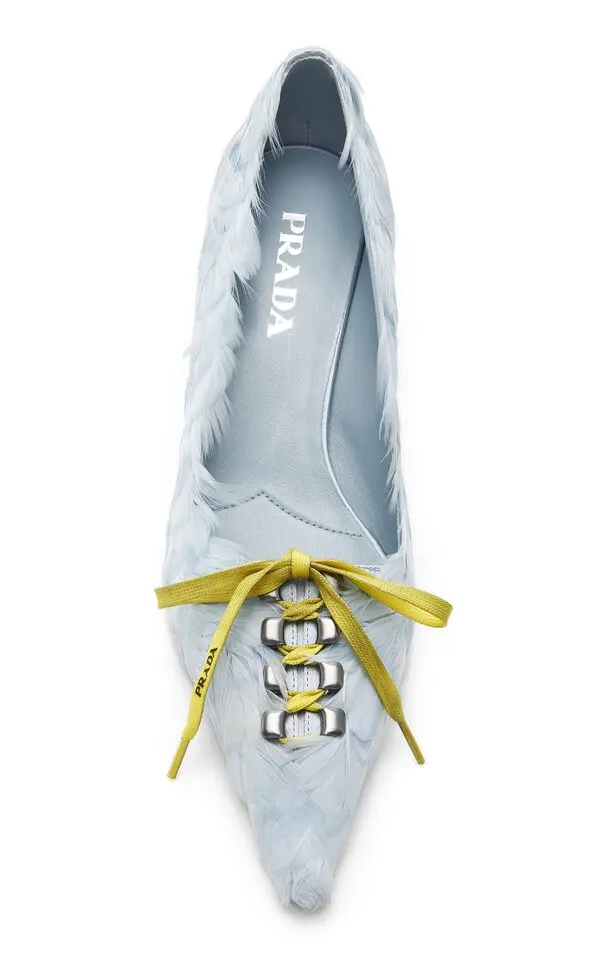 Prada Feathered Satin Pumps