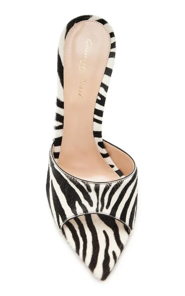 GIANVITO ROSSI Zebra Pony Hair Mules