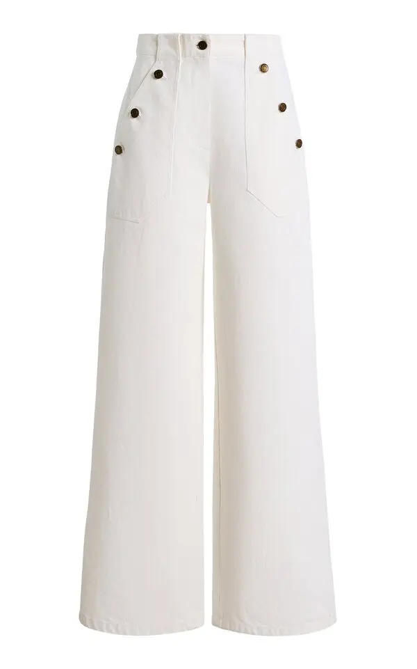 Max Mara Denim Wide-leg Trousers - White