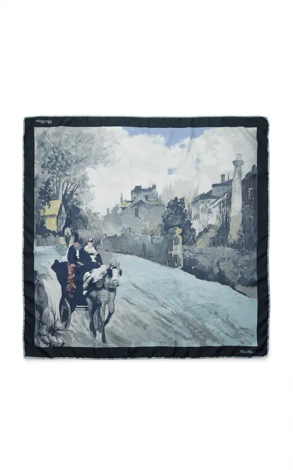 Max Mara Silk Scarf - Navy