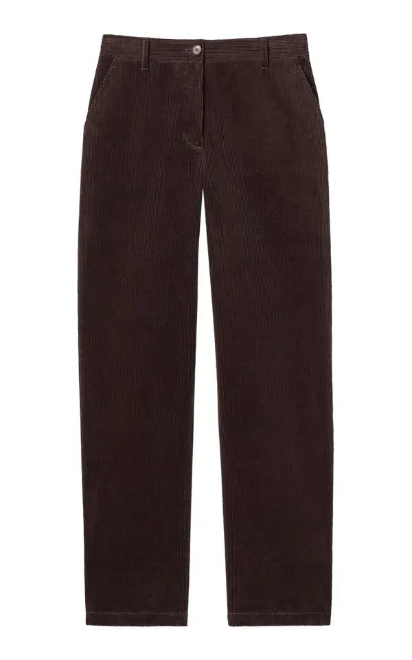 Lafayette 148 New York Kent Cotton Corduroy Barrel Leg Pants - Brown