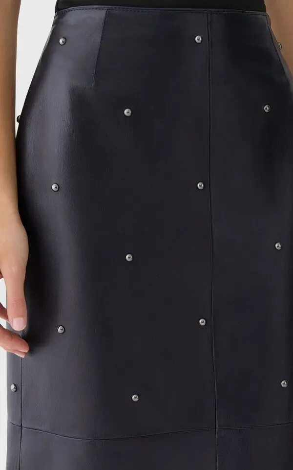 Lafayette 148 New York Studded Leather Column Skirt