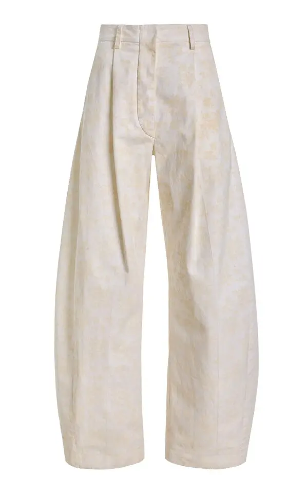 THE LATEST Billie Pleated Cotton-gabardine Barrel-leg Trousers - Ivory