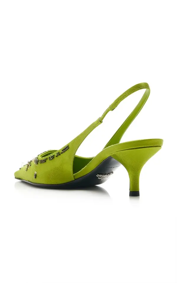 Prada Embellished Satin Slingback Pumps