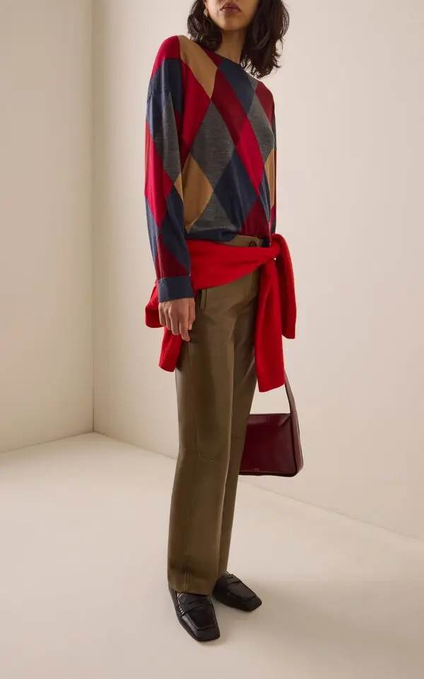 LESET James Oversized Argyle Wool Sweater