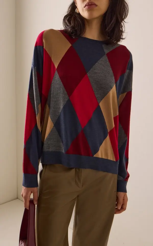 LESET James Oversized Argyle Wool Sweater