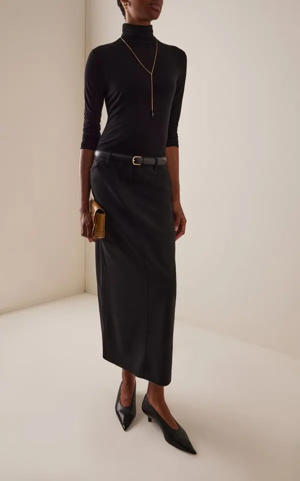 Lafayette 148 New York Wool Trouser Skirt - Black