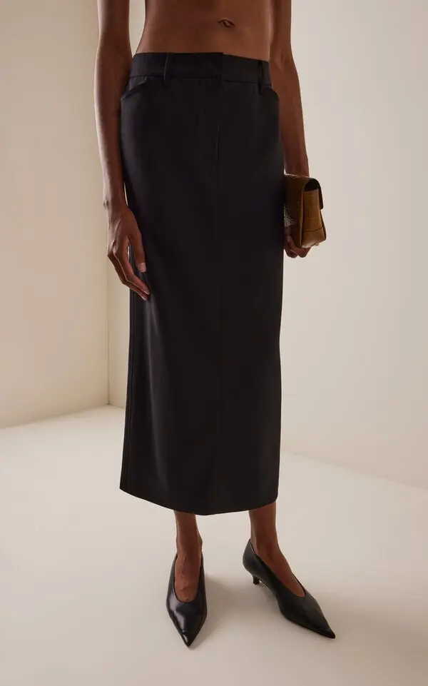Lafayette 148 New York Wool Trouser Skirt - Black
