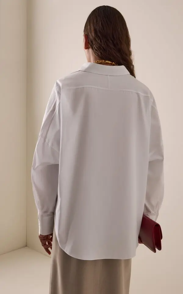 Lafayette 148 New York Organic Cotton Poplin Popover Wrap Shirt