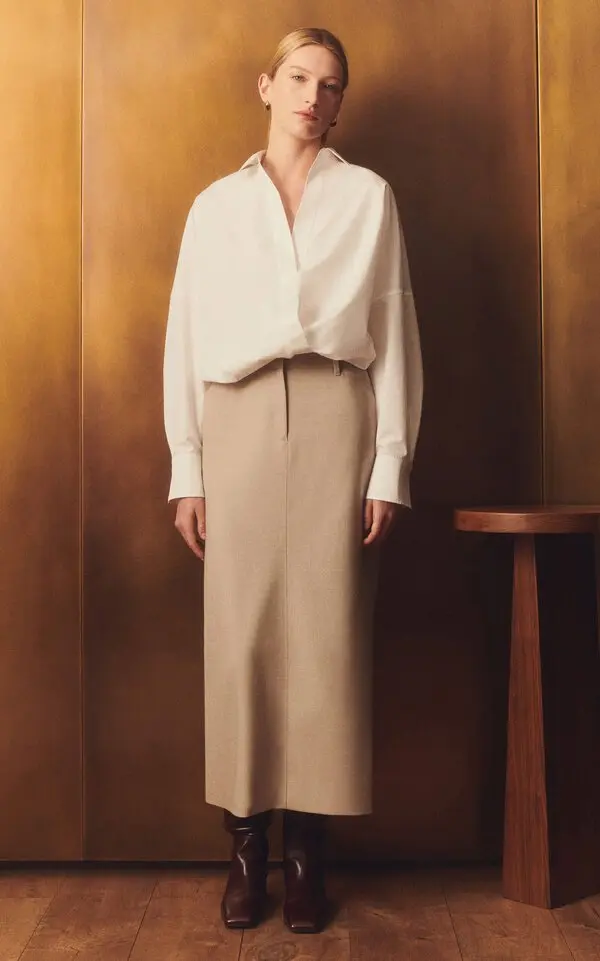 Lafayette 148 New York Organic Cotton Poplin Popover Wrap Shirt