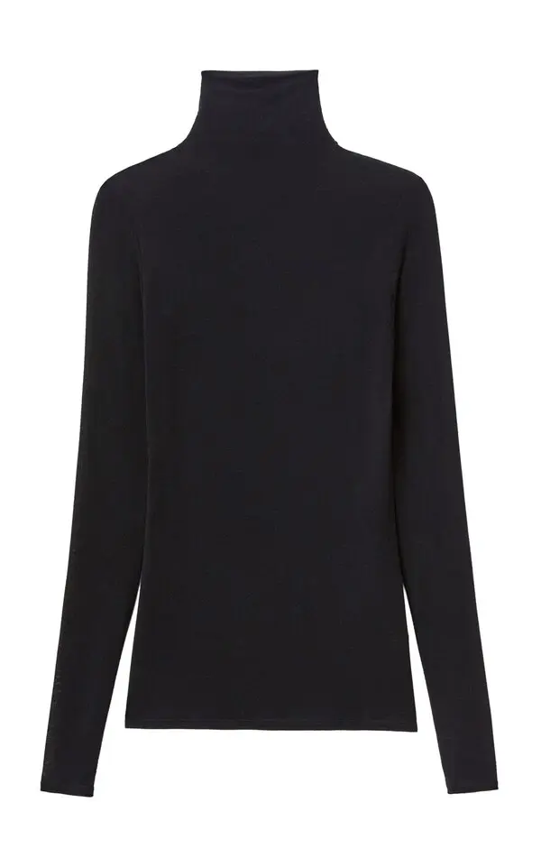 Lafayette 148 New York Jersey Elongated Turtleneck - Black