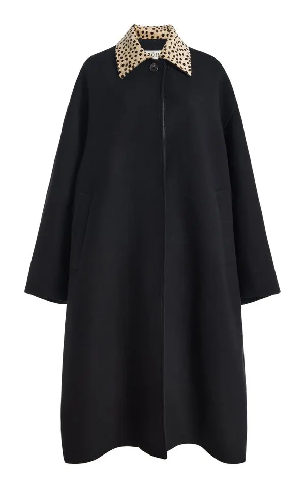 RÓHE Cheetah Collar Wool Overcoat