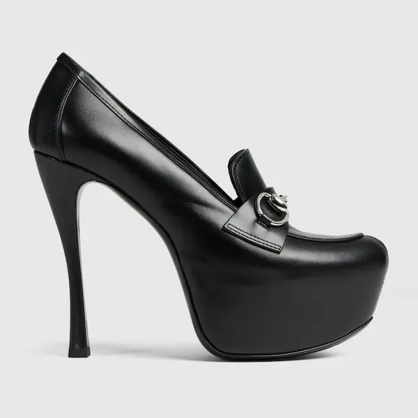 Gucci Platform Pump With Horsebit Leather - Black