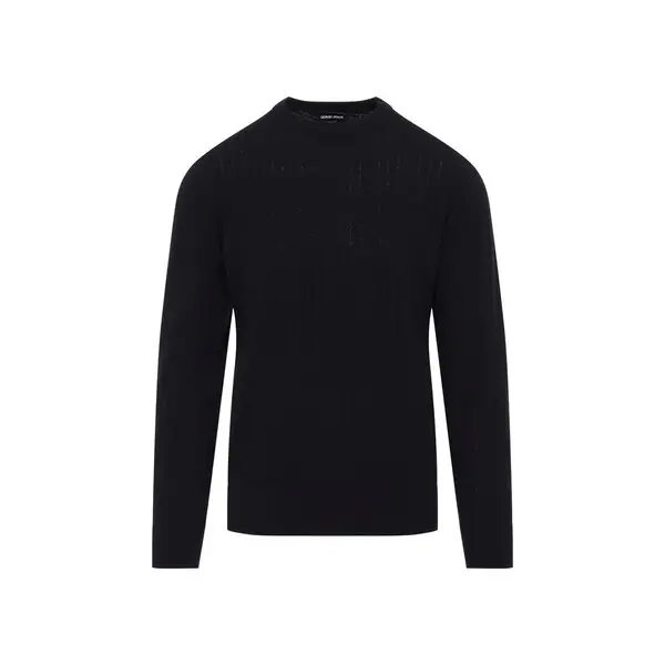 Giorgio Armani Geometric Pattern Crew Neck Sweater - Blue