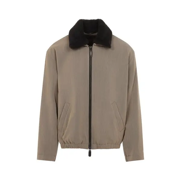 Giorgio Armani Shearling Collar Blouson Jacket - Multicolor