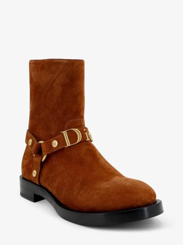 Dior Suede Boots With Metal Lettering Logo - Multicolor