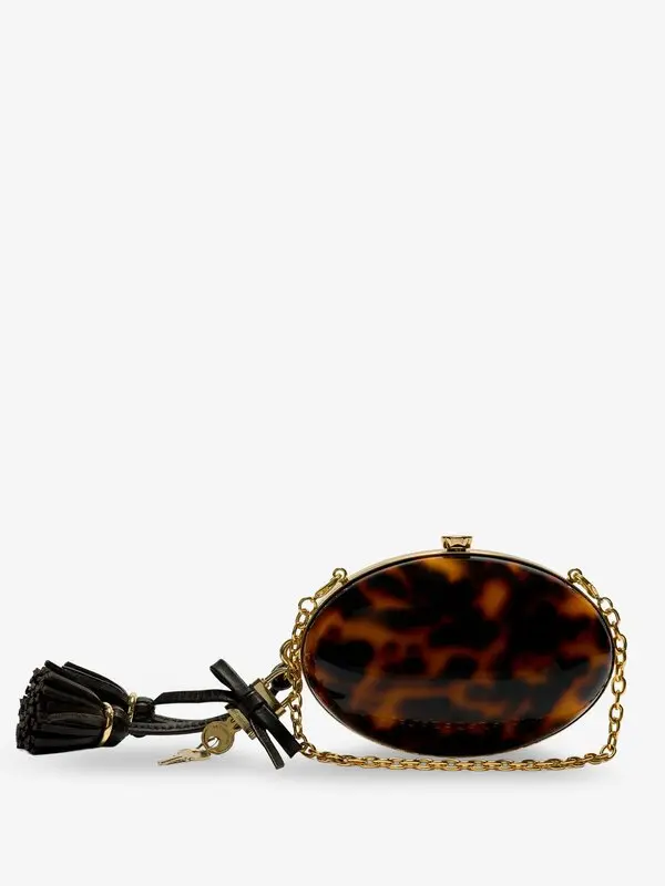 SELF-PORTRAIT Oval Resin Clutch Bag - Brown