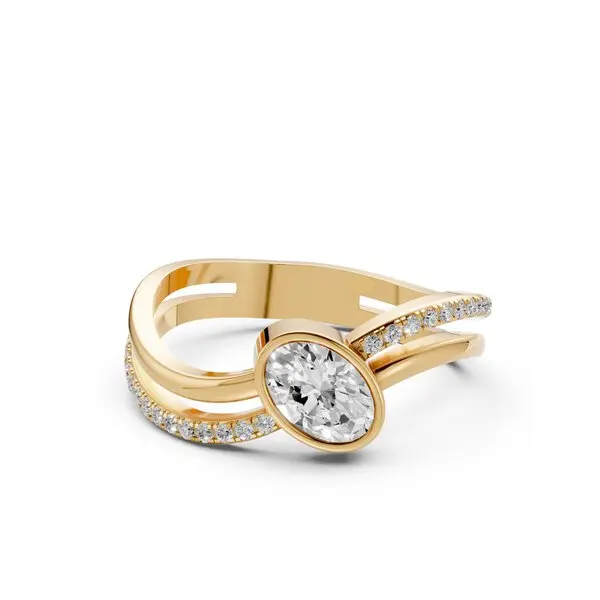 AYA FINE JEWELRY Cypress Oval Cut Lab Created Diamond Crossover Ring In Gold - Yellow