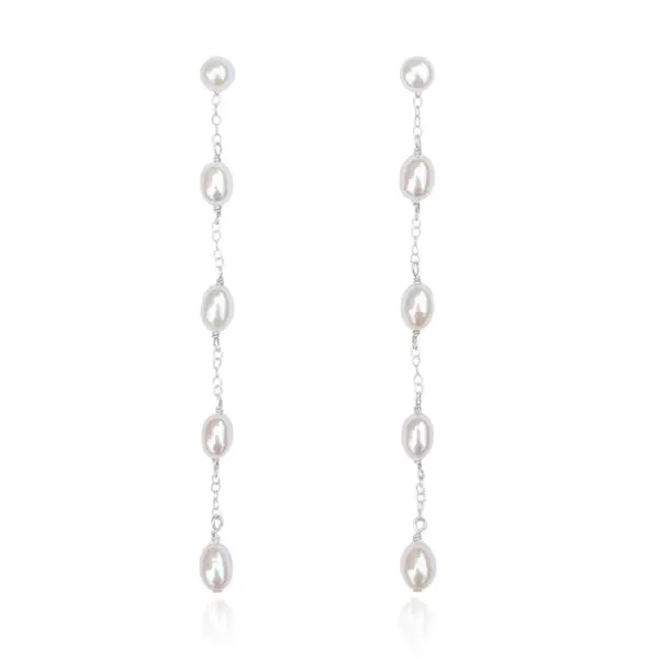 KIRI & BELLE Emilie Long Pearl Sterling Earrings