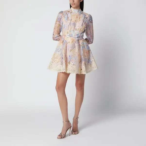 Zimmermann Valiant Hydrangea Linen And Silk Mini Dress - Blue