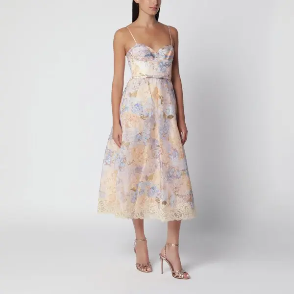 Zimmermann Valiant Hydrangea Silk Linen Midi Dress