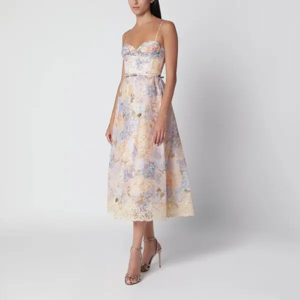 Zimmermann Valiant Hydrangea Silk Linen Midi Dress