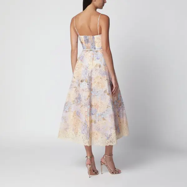 Zimmermann Valiant Hydrangea Silk Linen Midi Dress