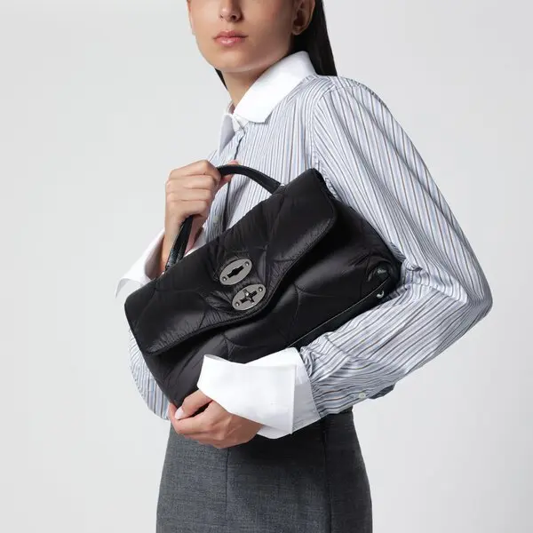 ZANELLATO Small Padded Fabric Postina Bag - Black