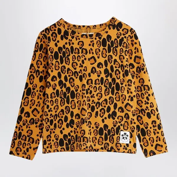 MINI RODINI Leopard Print Long-sleeve Lyocell T-shirt