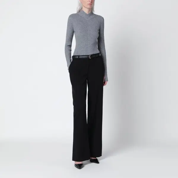 Victoria Beckham Georgia Marl Ribbed Merino Wool Sweater