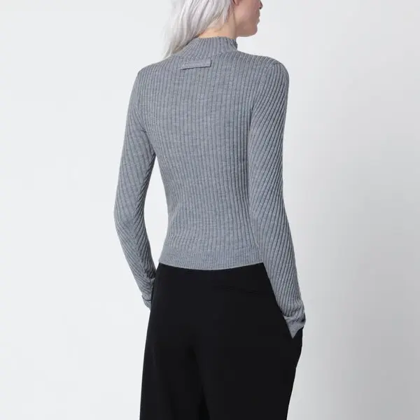 Victoria Beckham Georgia Marl Ribbed Merino Wool Sweater