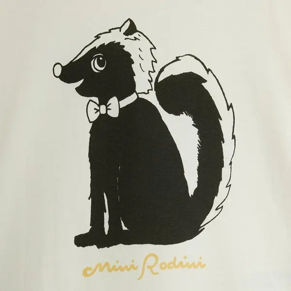 MINI RODINI Off- Organic Cotton Skunk Print T-shirt