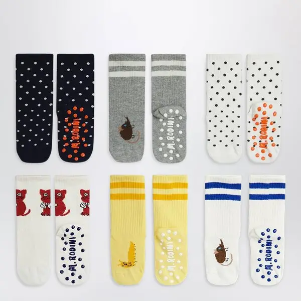 MINI RODINI Non-slip Cat Socks In Organic Cotton