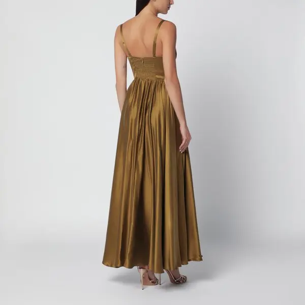 Zimmermann Olive Draped Silk Maxi Dress