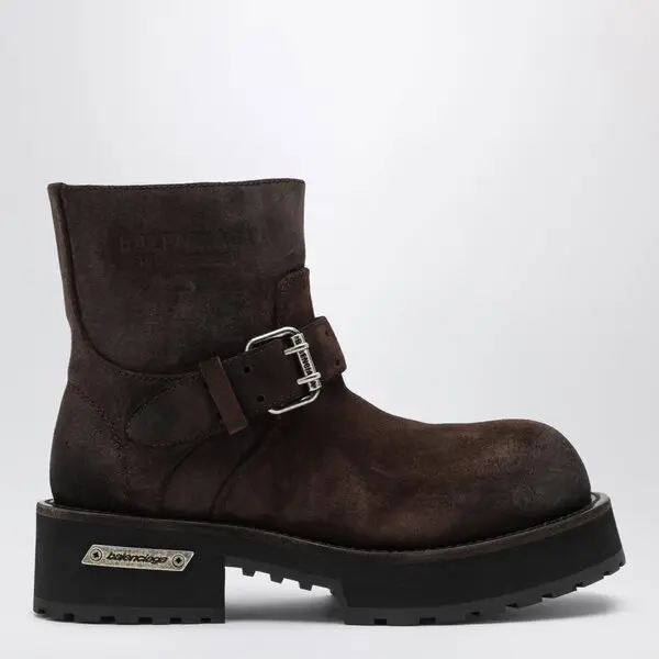 Balenciaga Venom Mini Waxed Suede Calfskin Boots - Brown