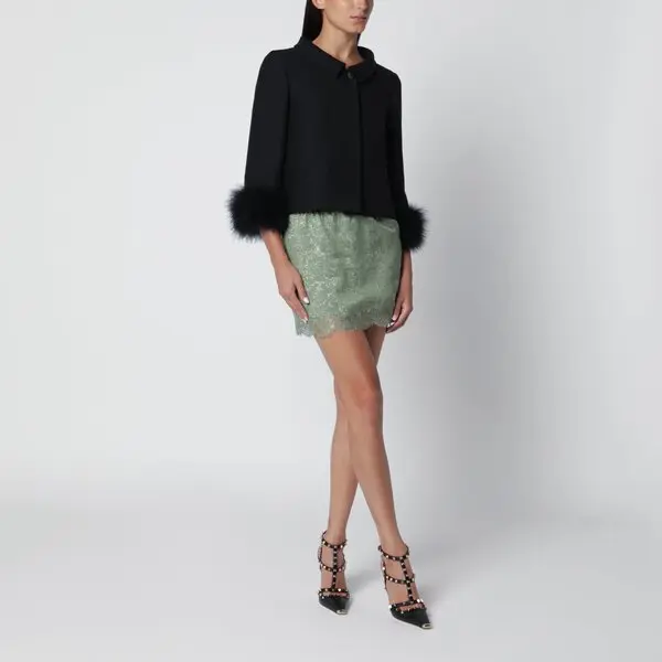Valentino Garavani Jacket With A Peter Pan Collar In Virgin Wool And Silk