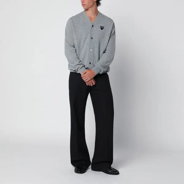 Play Comme Des Garcon Light Wool Cardigan With Heart Patch
