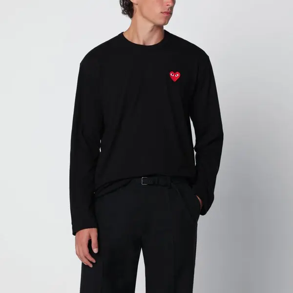 Play Comme Des Garcon Cotton Long-sleeve Top - Black