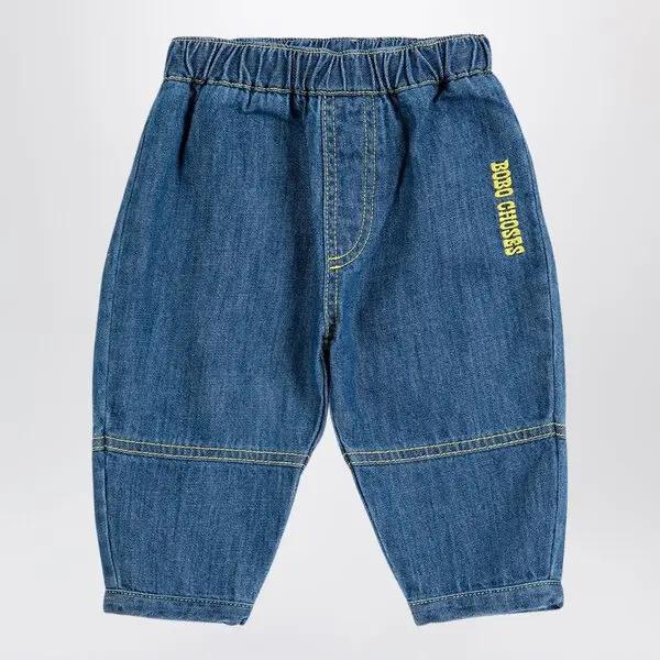 BOBO CHOSES Taxi Saurus Tag Organic Cotton Denim Trousers - Blue
