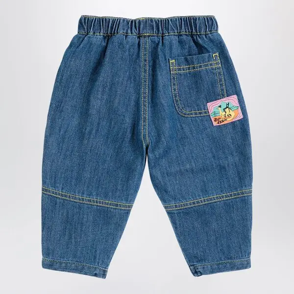 BOBO CHOSES Taxi Saurus Tag Organic Cotton Denim Trousers - Blue