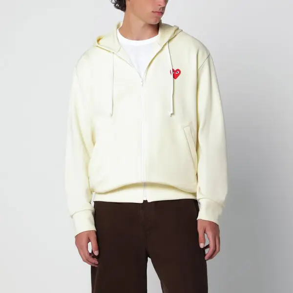 Play Comme Des Garcon Zip-up Hoodie - White