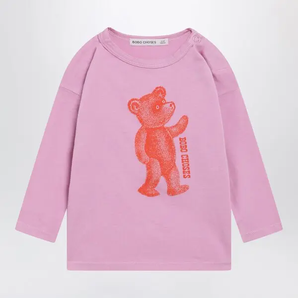 BOBO CHOSES Softpaw Monster Long-sleeved T-shirt In Cotton - Pink