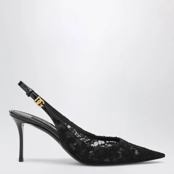Dolce & Gabbana Cardinal Red Lace And Patent Slingback Shoes