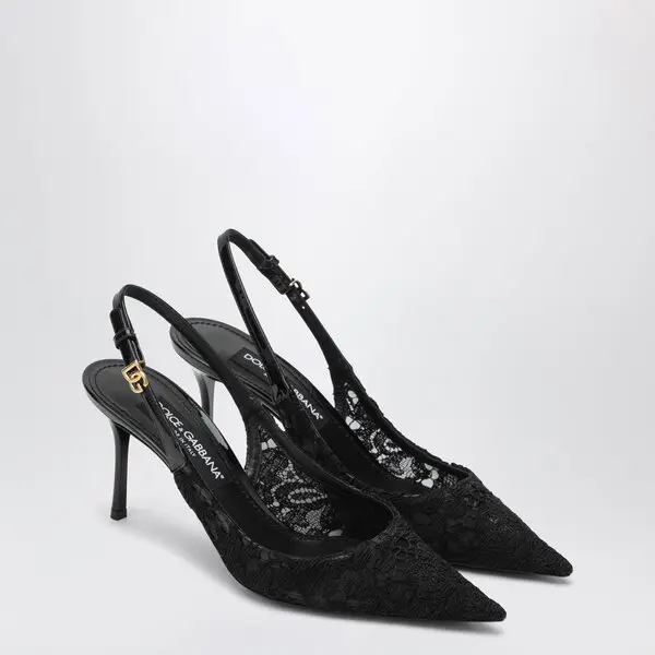 Dolce & Gabbana Cardinal Red Lace And Patent Slingback Shoes