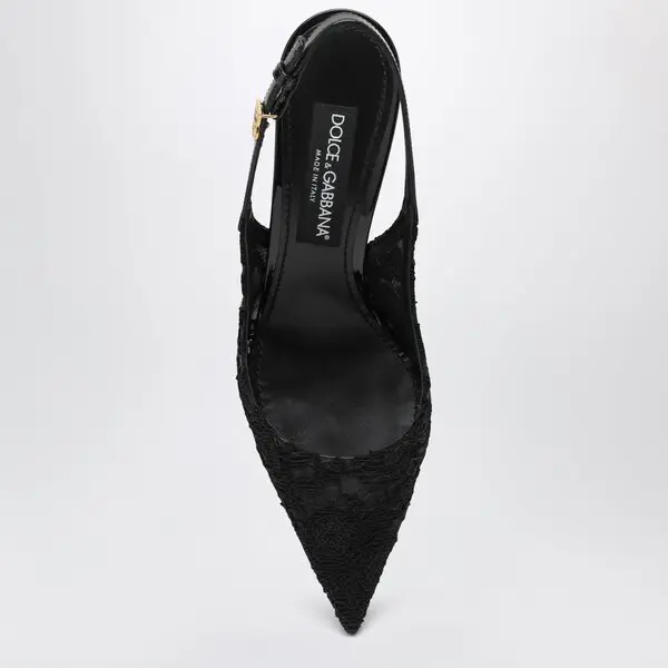 Dolce & Gabbana Cardinal Red Lace And Patent Slingback Shoes