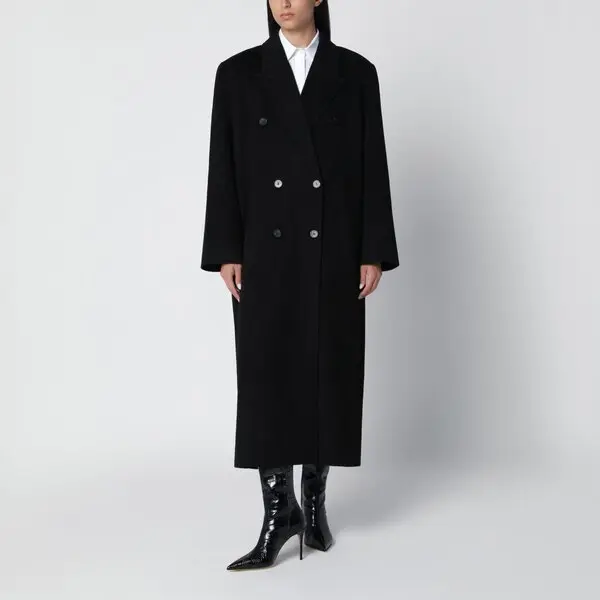 THE FRANKIE SHOP Gaia Wool-blend Double-breasted Coat - Black