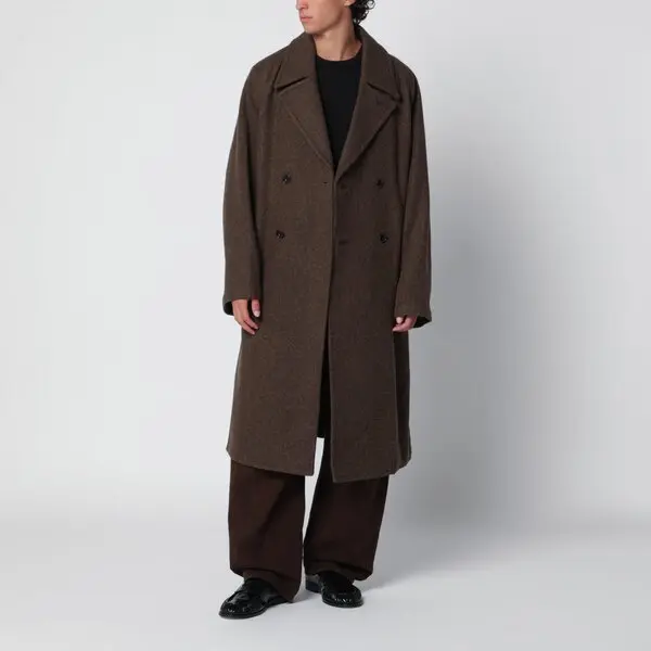 LEMAIRE Long Double-breasted Mud Wool And Alpaca Coat