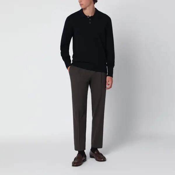 DRUMOHR Navy Wool Polo Shirt