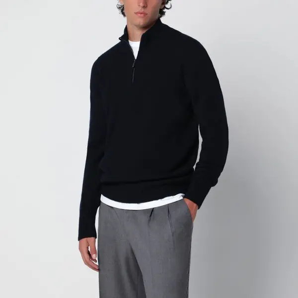 DRUMOHR Navy Wool Half-zip Jumper